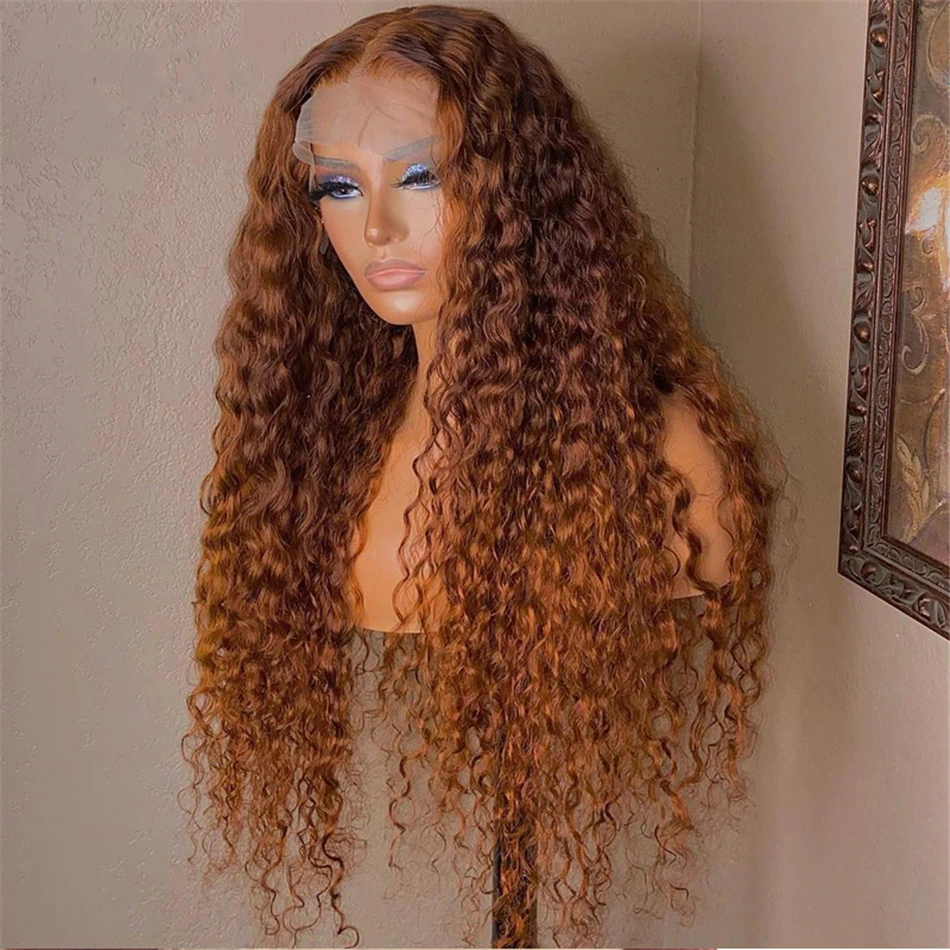 AngieQueen Ginger Blonde Colored Water Wave HD Lace Front Human Hair W ...
