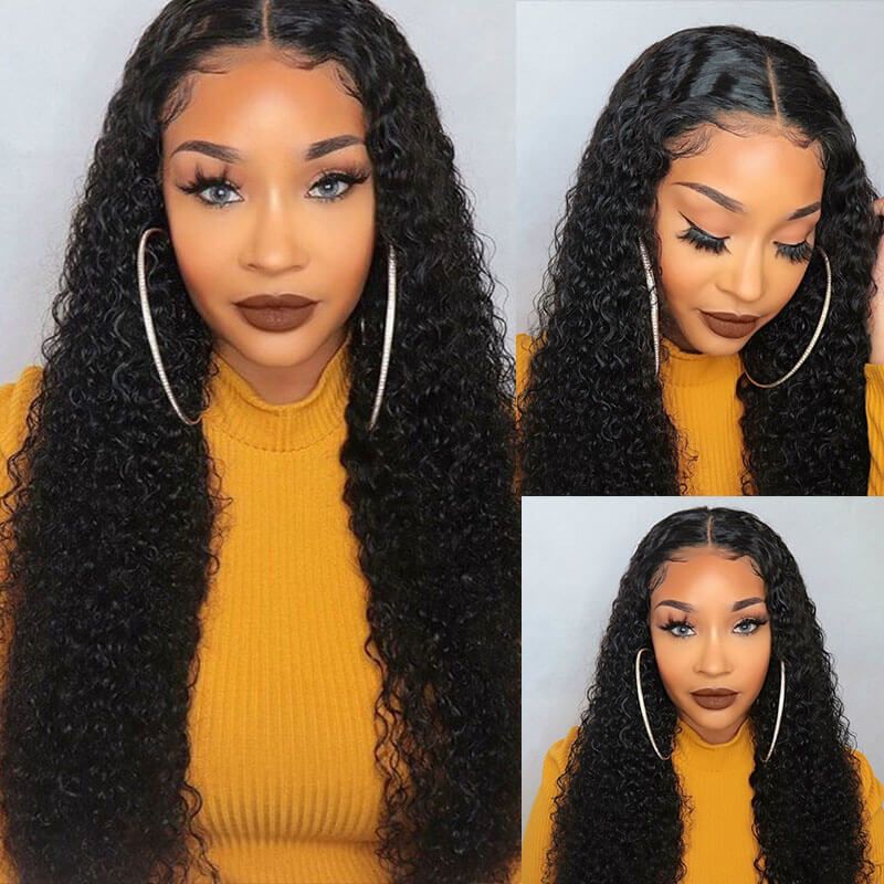 Angie Queen 13x4 Lace Front Wigs Brazilian Curly Human Hair Wigs 180% ...