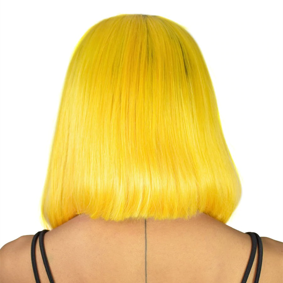 Angie Queen T1b/Yellow Straight Middle Part Frontal Lace Bob Wig ...