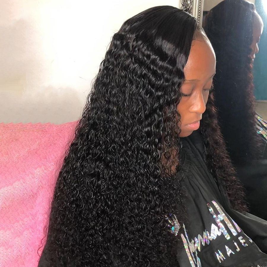 Angie Queen 13x4 Lace Front Wigs Brazilian Curly Human Hair Wigs 180% ...